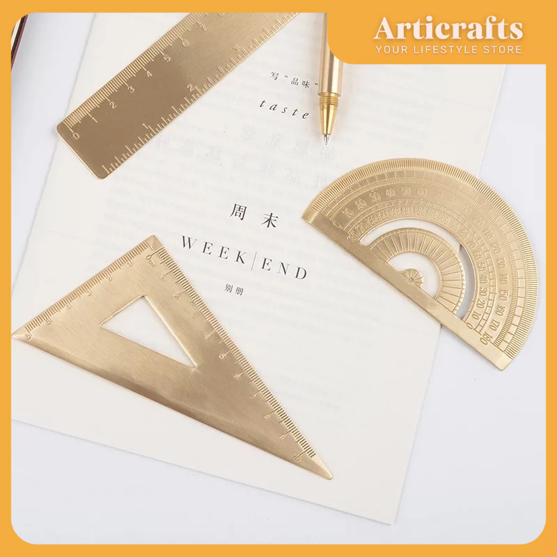 Nordic Metallic Brass Aesthetic Rulers / Protractor / Triangles ...