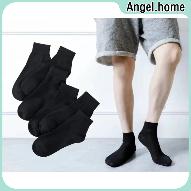 Korean Unisex 5Pairs/Pack Solid Color Socks Mid Cut Sock Baseball Foot ...