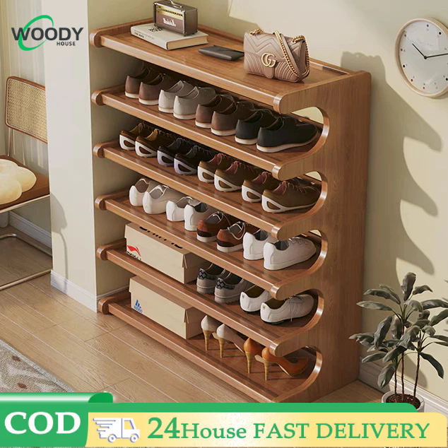Bamboo Shoe Rack 3/4/5/6 Layers Shoe Rack Organizer Wood Shoe Rack ...