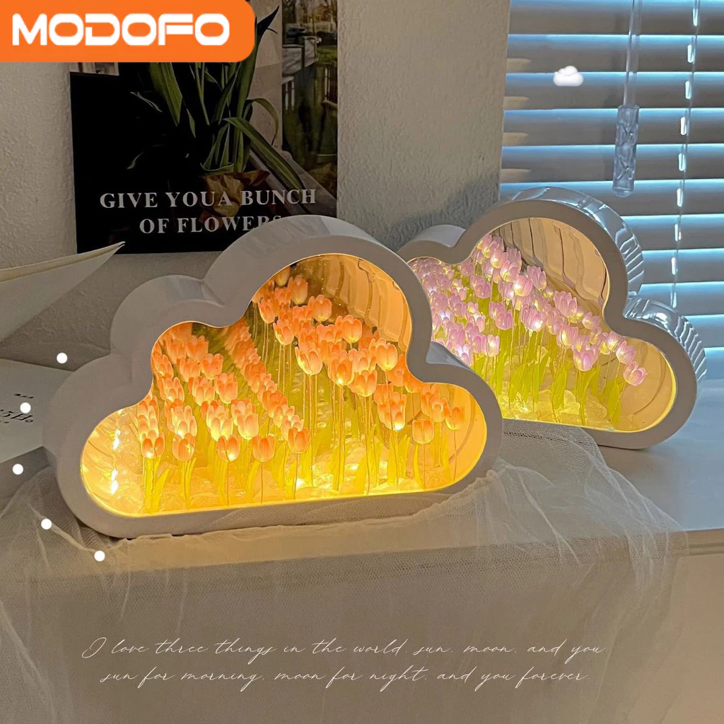 Tulips Mirror Lamp Christmas Giftt Led Tulip Flower Night Lamp DIY Gift ...