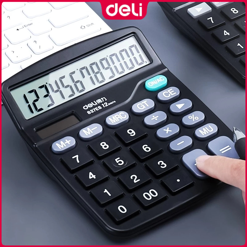 Deli 837ES Basic Calculator Portable Desktop Calculators Student Office ...