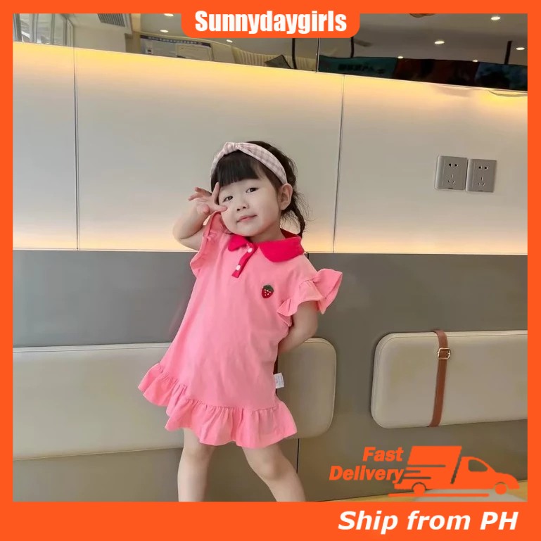 ootd skirt cool baby wear summer Fashion Sweet Bubble Sleeve Dress Polo ...