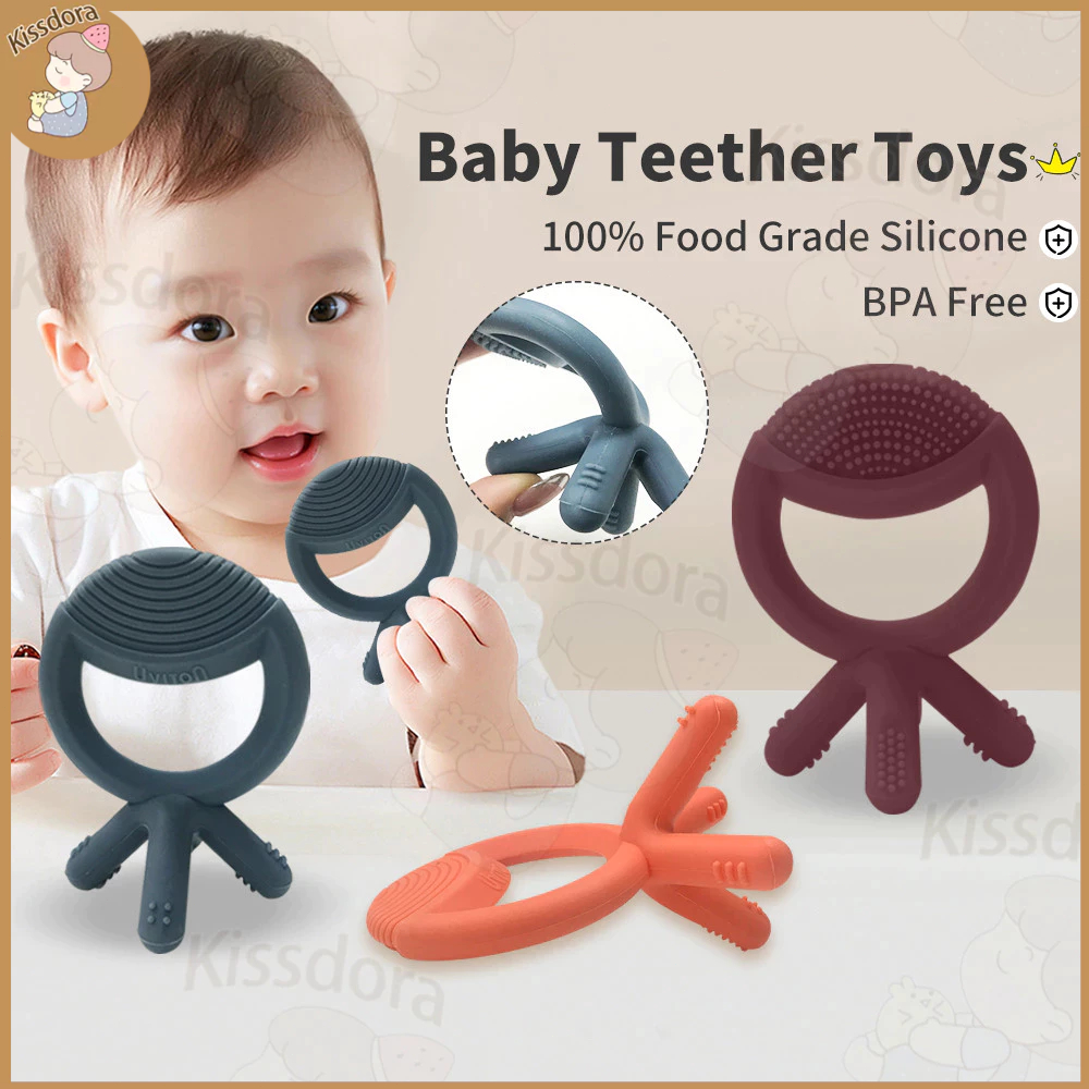 Kissdora Teether for Baby BPA free 100% Food Grade Silicone Baby Tether ...