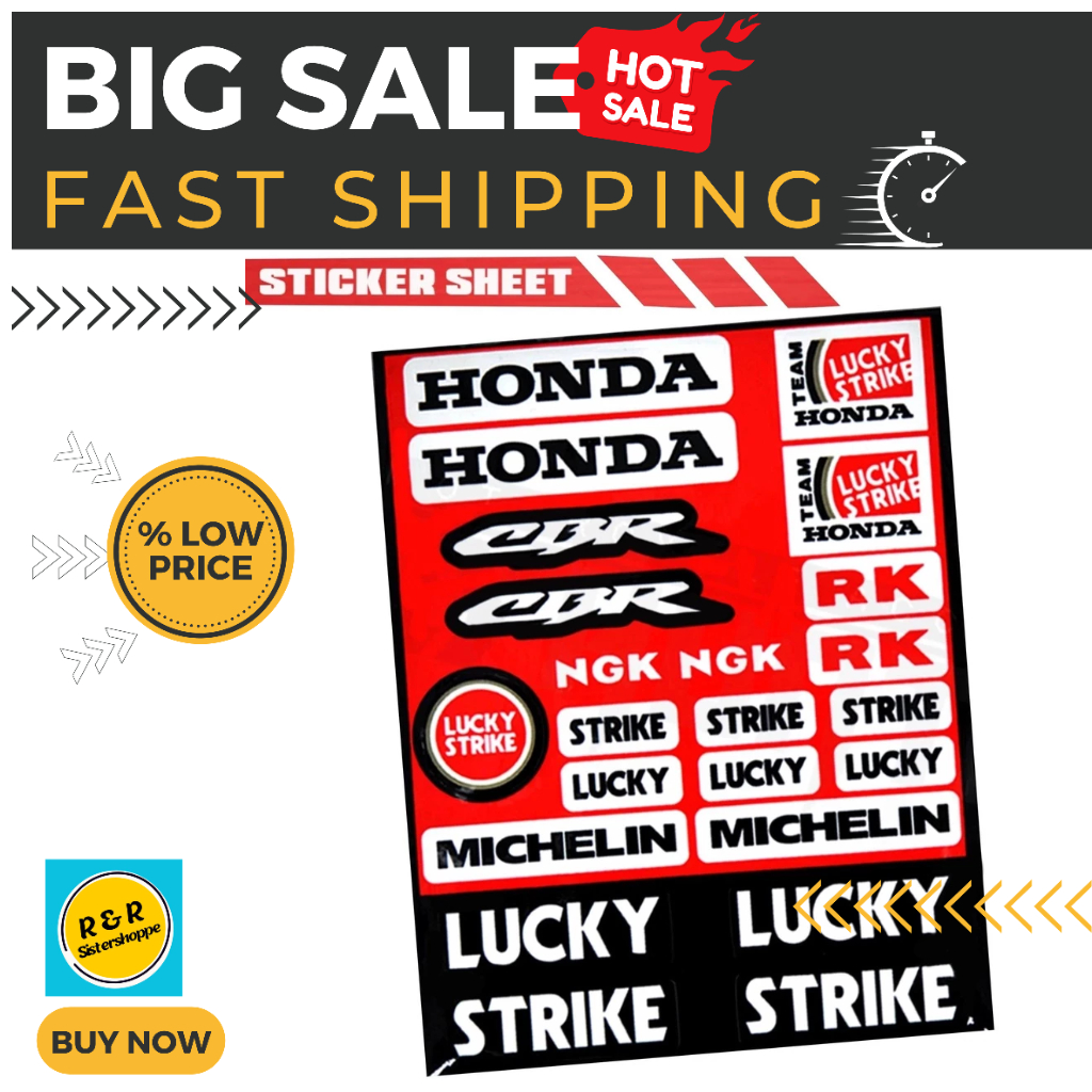 R&R Sistershoppe HH0617 Honda Sticker Sheet 25 cm x 19 cm | Shopee ...