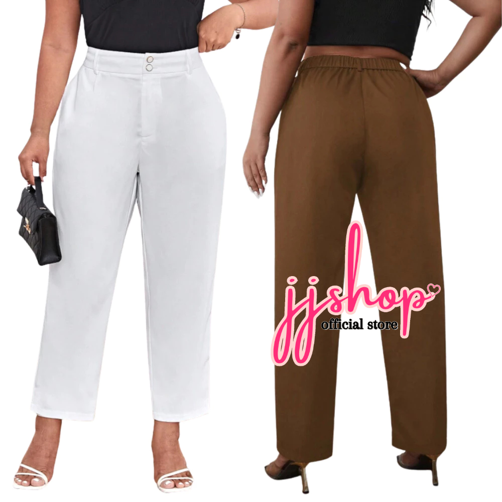 Plus Size Trouser Slacks Pants High Waist With 2Buttons 1152# Garter ...