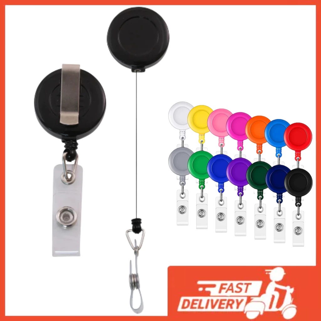 Retractable Yoyo Name Tag Clip ID Name Badge Lanyard Solid Color ...