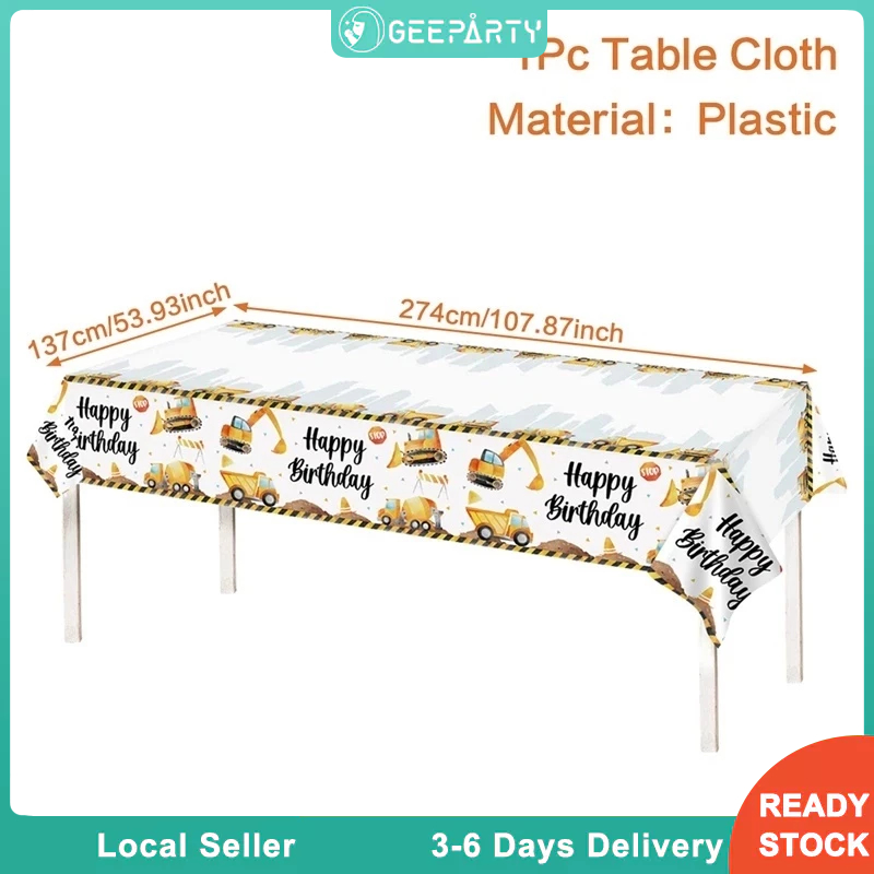 Construction Theme Table Cloth Disposable Table Cover For Birthday ...