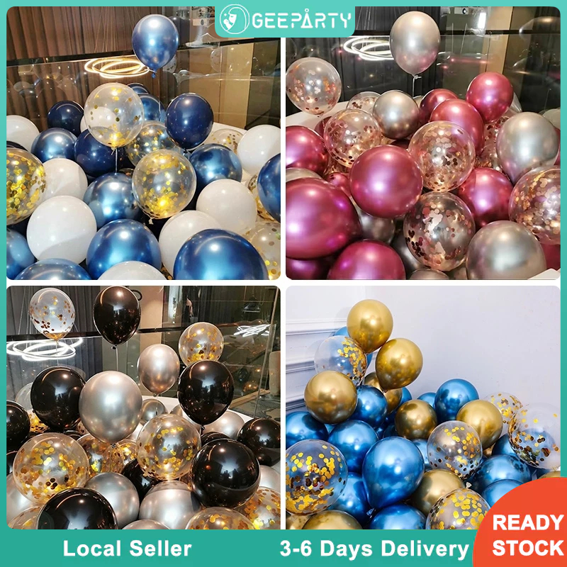 Balloons Set Confetti Sequins Balloon Chrome Metallic Balloon ...
