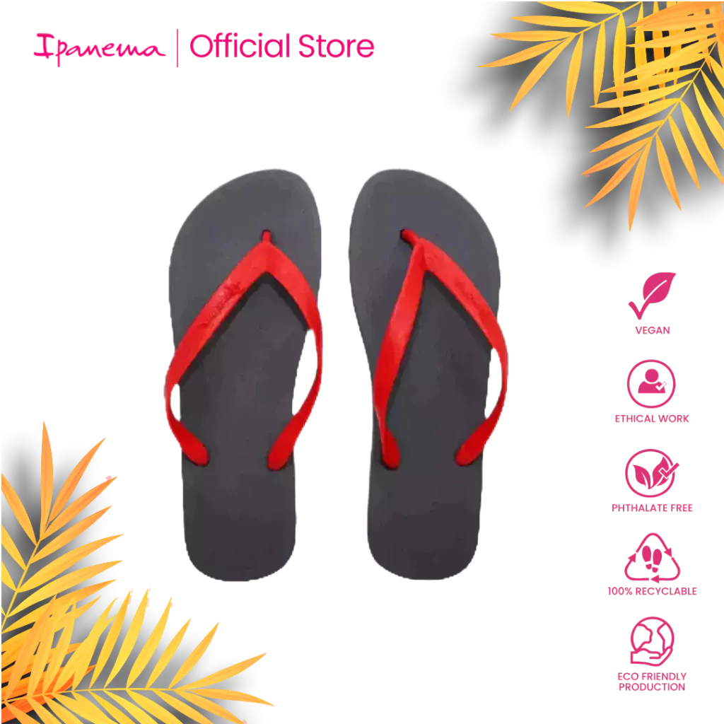 Ipanema Classica Masc Dark Grey Red Men's Slippers | Shopee Philippines