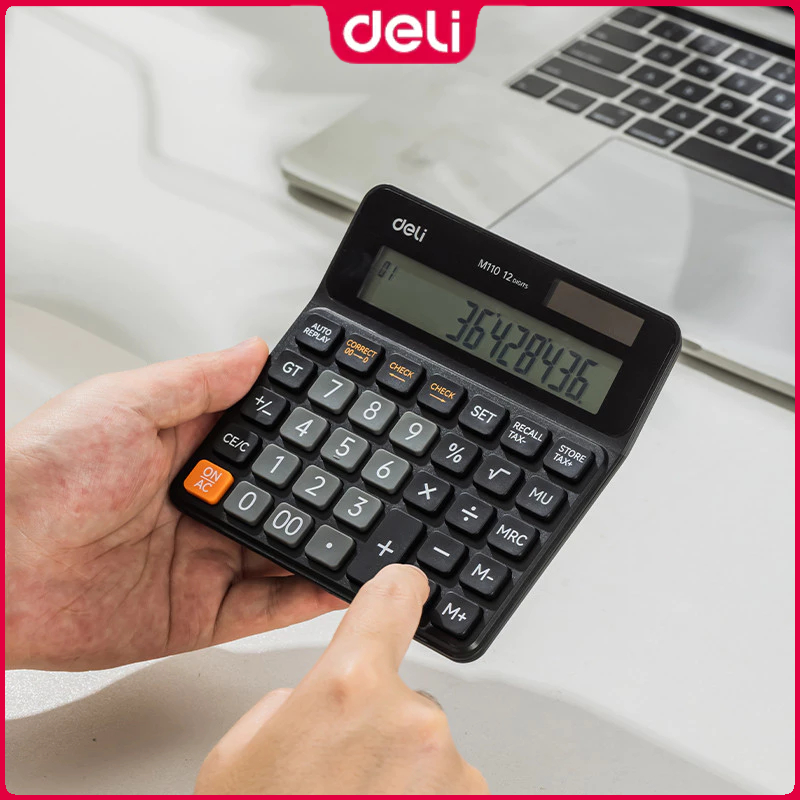Deli 12-Digit Big Desktop Calculator Solar Battery Operated Calculator EM110 | Shopee Philippines