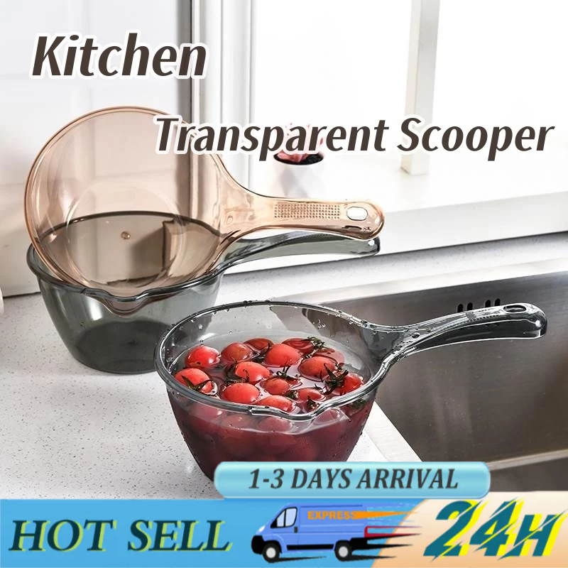 Plastic Water Dipper Clear Kitchen Transparent Scooper Bathroom Toilet ...
