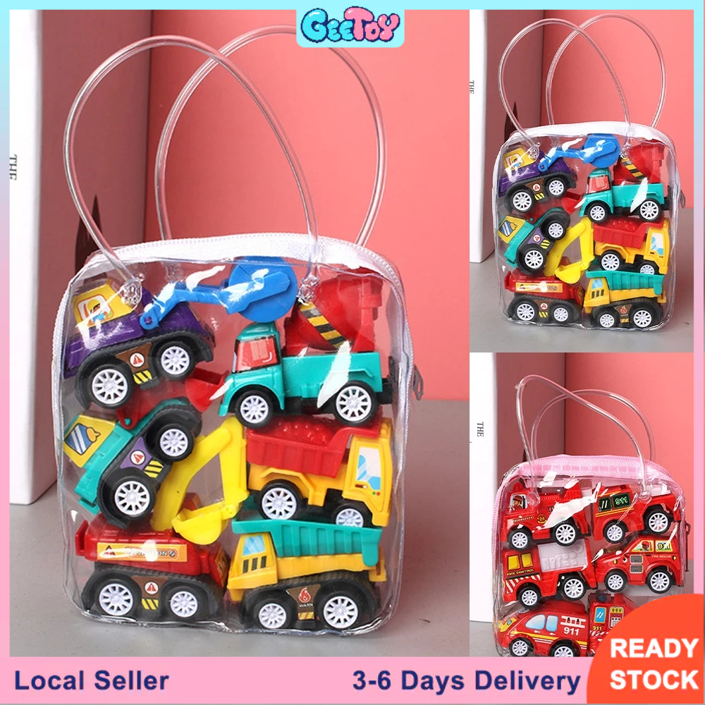 Geetoy 6 In 1 Bag Mini Inertial Engineering Cars Vehicle Fire Truck Car ...