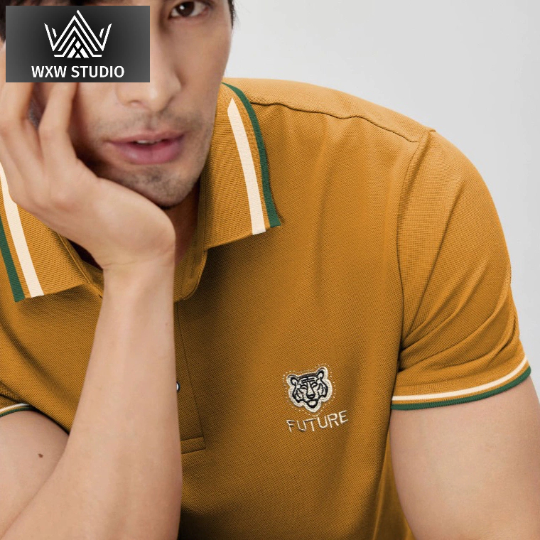 WxW T587 KOREAN Style Polo Shirt Embroidered HONEY COMB Polo Shirt For ...