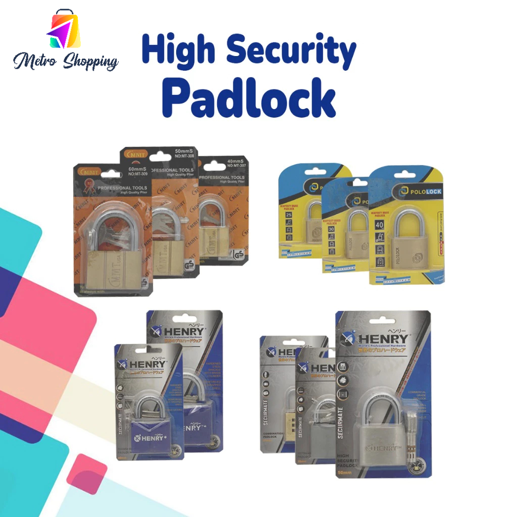 High Security Padlock PoLo Lock Henry Padlock Sizes 60mm, 50mm,40mm ...