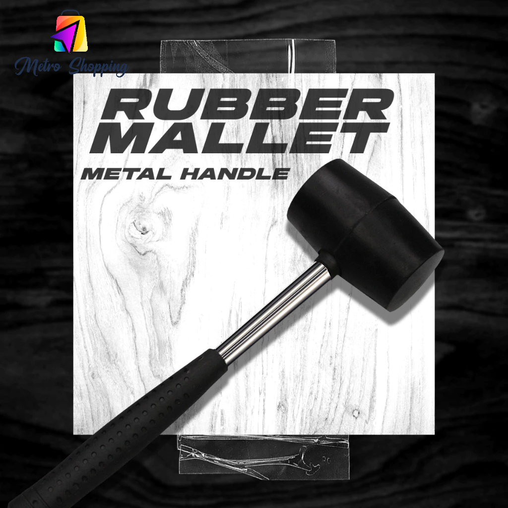 Black Rubber Mallet Metal Handle Hammer with Wood / Steel Handle Tiles ...