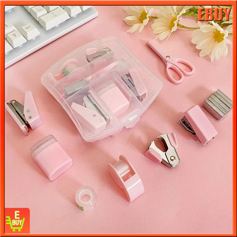 Cute Student Stationery Set in Transparent Plastic Box Portable Mini ...