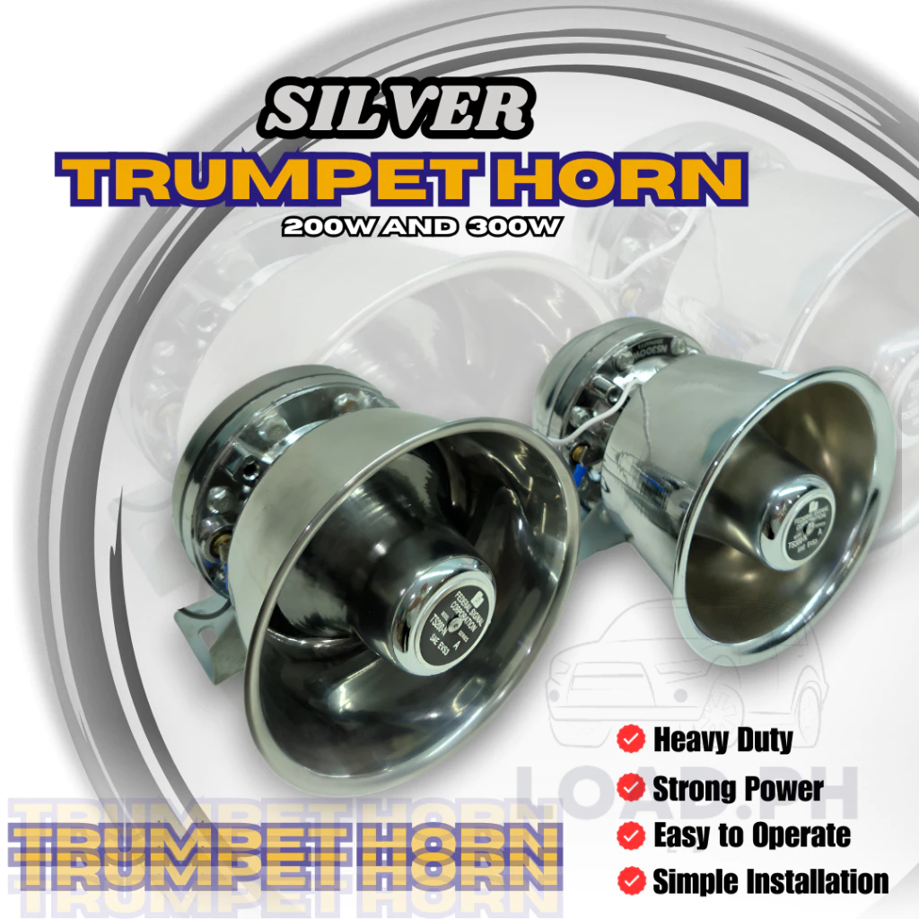 LD 200W and 300W Siren Wang Wang Instrument Silver Trumpet Horn ...