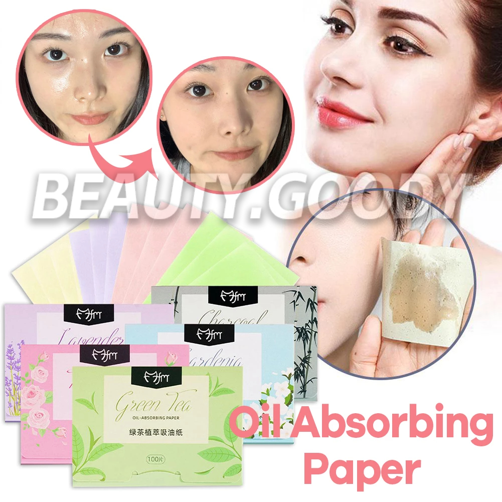 Oil Absorbing Paper 100 Pcs Flax Green Tea Bamboo Charcoal Oil Blotting ...