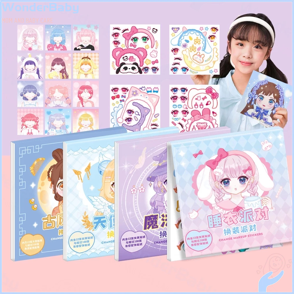 Wonderbaby Make A Face Sticker Book Kids Princess Dressup Sticker Book ...