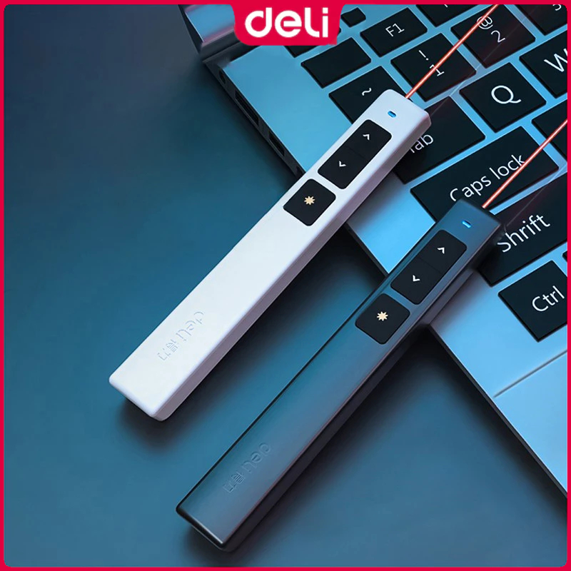 Deli 2802 USB Laser Pointer Wireless Presenter Remote Control Pen 50M ...