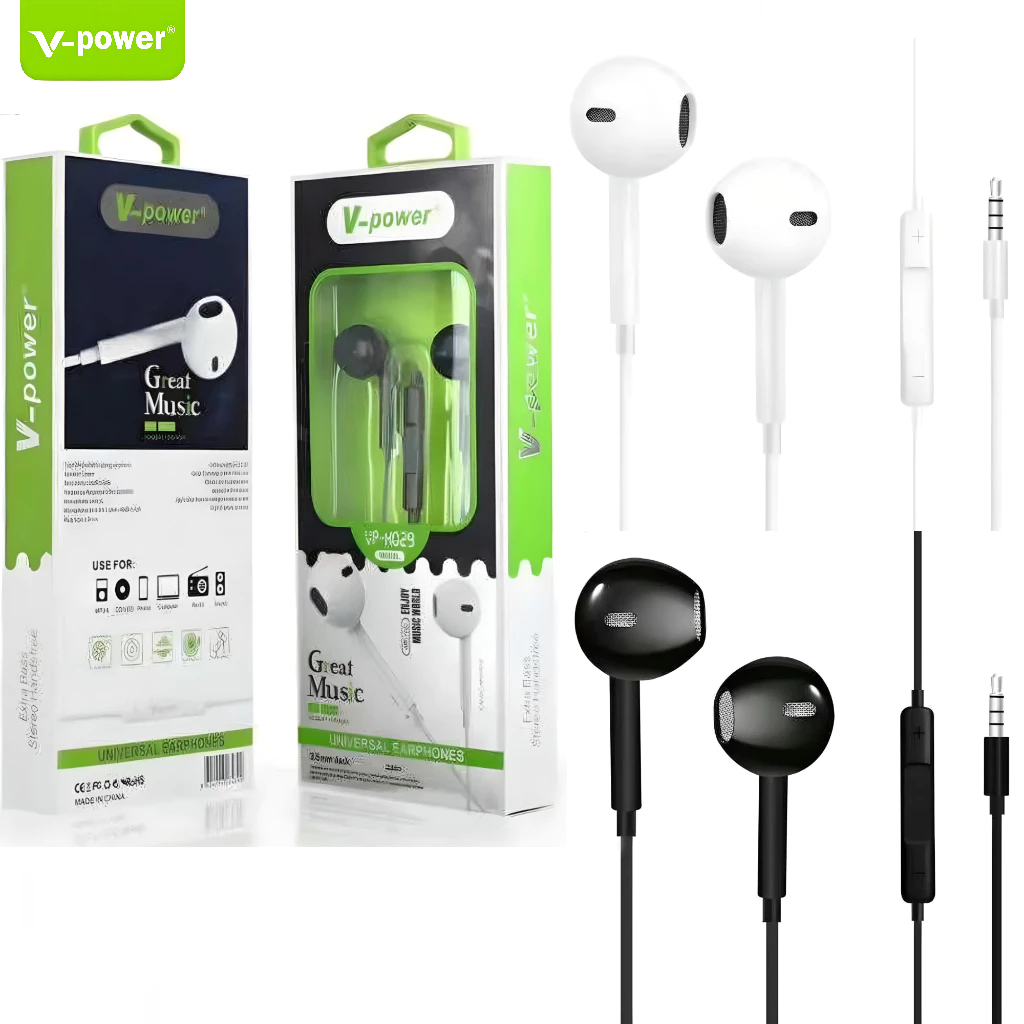 V-power H029 Extra Bass Stereo Universal Earphone Built-in Microphone 3 ...