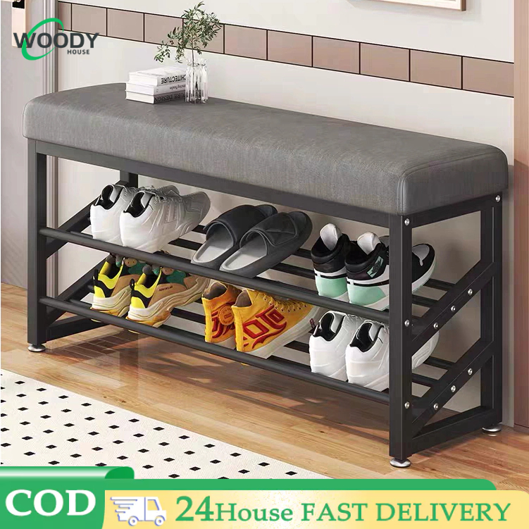 Steel Shoe Rack Shoe Stool Home Indoor Shoe Stool With Soft Cushion ...