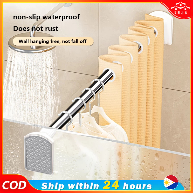 Adjustable Drying Rack Clothes Spring Rod Stainless Steel Curtain Rod ...