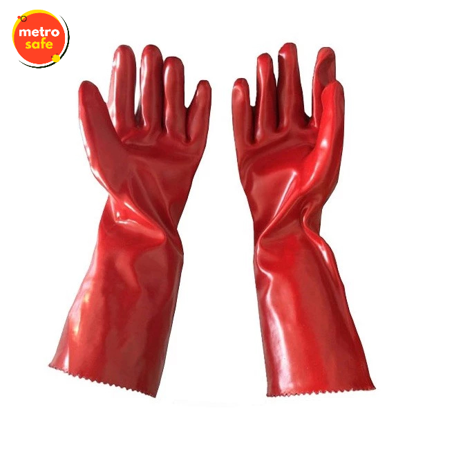16inch PVC Chemical Gloves for Acids and Oils Fully Dipped Food ...