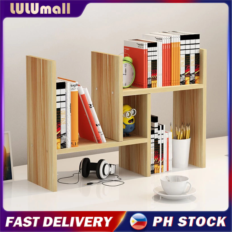 Wood Adjustable Desktop Organizer Rack Tabletop Bookshelf Multipurpose ...