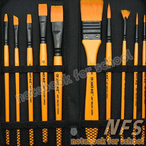 NFS 10PCS Art Paint Brush Set Nylon Hair Painting Brush Oil Acrylic ...