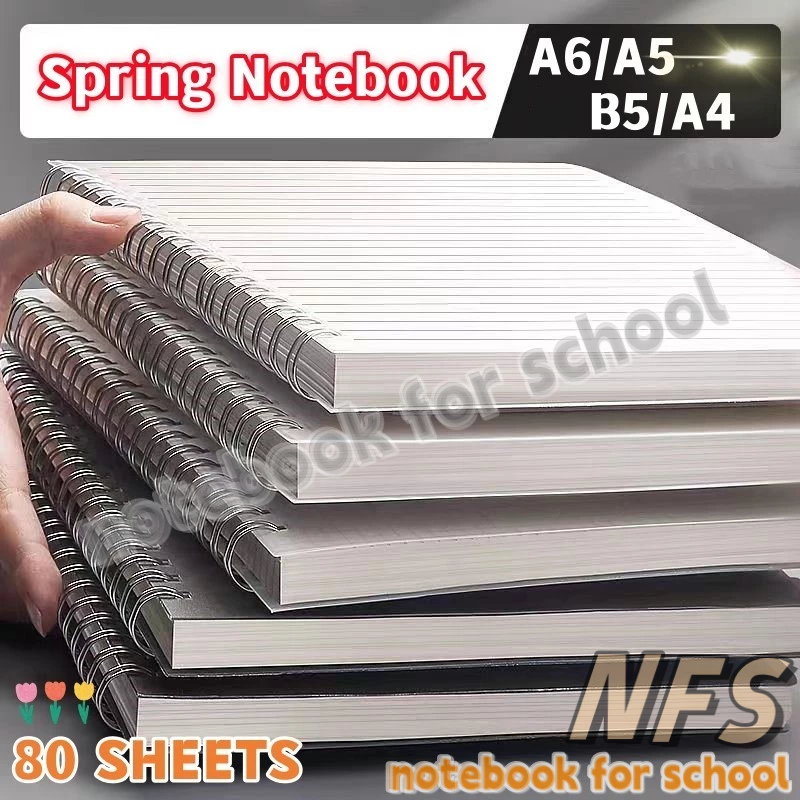 A5/A6/B5 Transparent PP binder line grid spiral notebook double spring ...