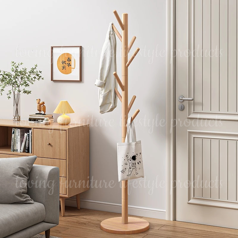 Solid Wood Floor Clothes Rack Hanging Clothes Rack Tree Clothes Rack ...