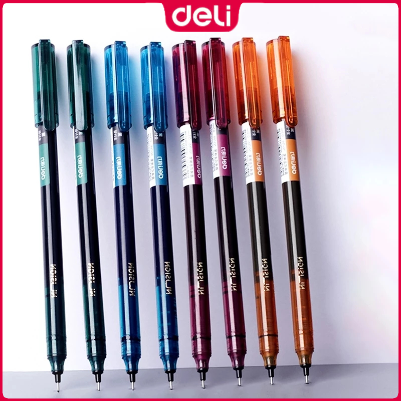 Deli Nusign Gel Pen 0.5mm Black Ink Straight Liquid Ballpen Writing Pen ...