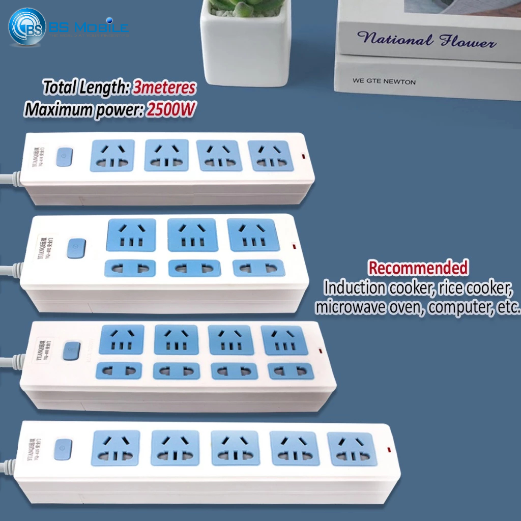 Universal Portable 3 Meters Long Multi Extension Wire Plug Trailing ...