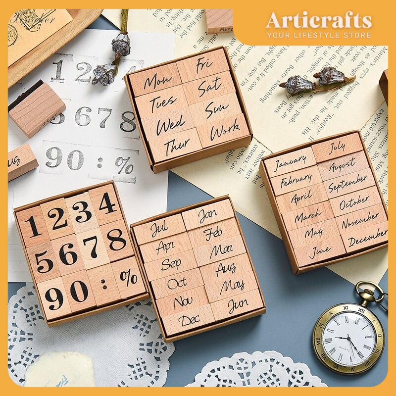 Retro Vintage Numbers and Letters Stamp Set | Shopee Philippines