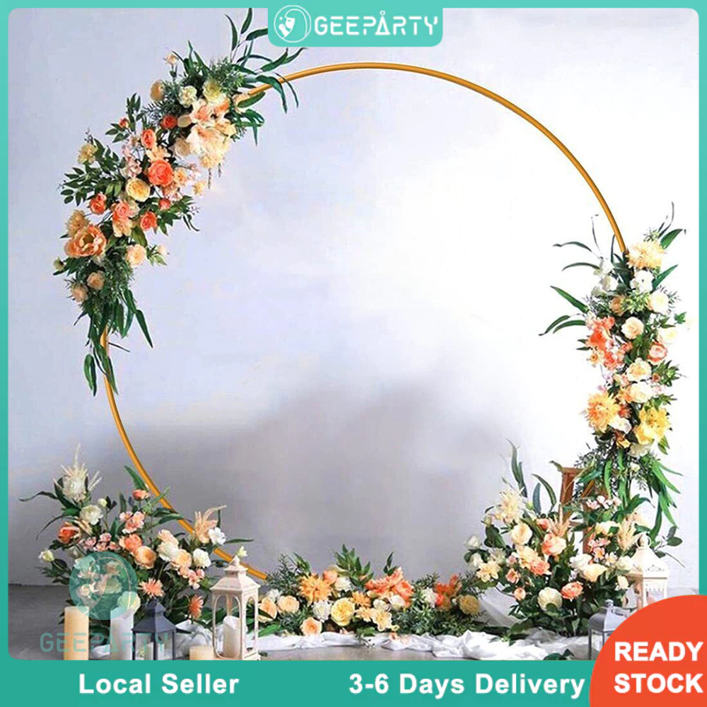 2M Metal Round Balloon Arch Circle Stand Backdrop Reusable Balloon ...