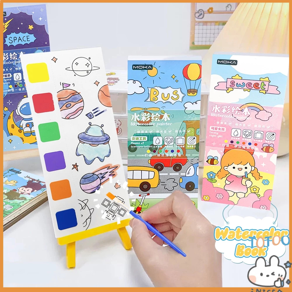 Totoo 12 Sheets coloring book Set kids painting art set watercolor for ...