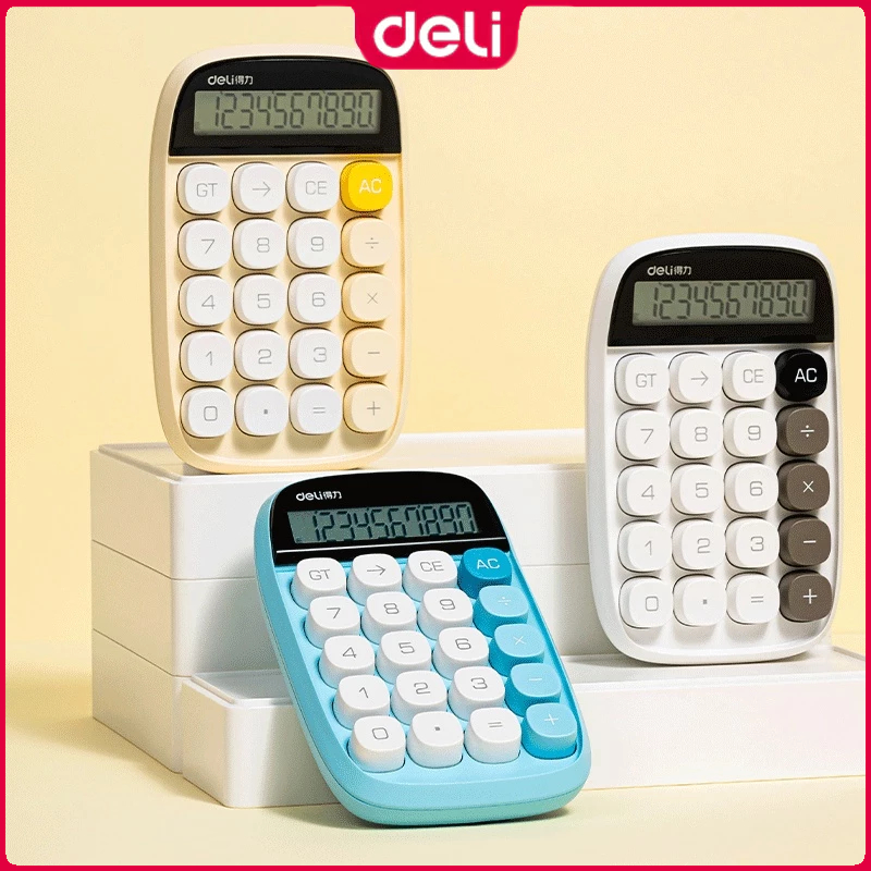 Deli TE35 Basic Calculator Big 12 Digit Portable Desk Calculators ...