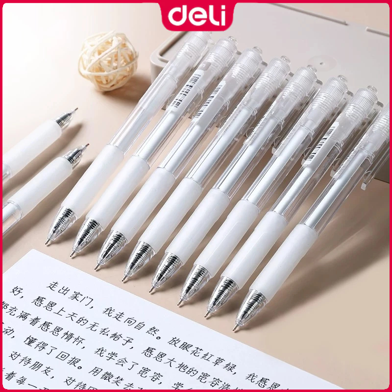 Deli A122 Press Gel Pen 0.35mm Black Student Writing Pens Stationery ...