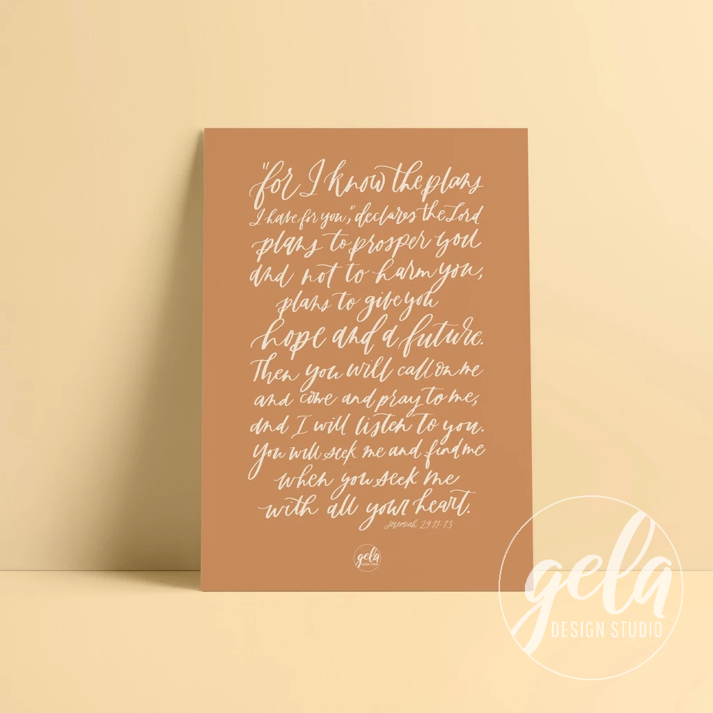 Handwritten Mini Art Print Decor | Bible Verse | Jeremiah 29:11 ...