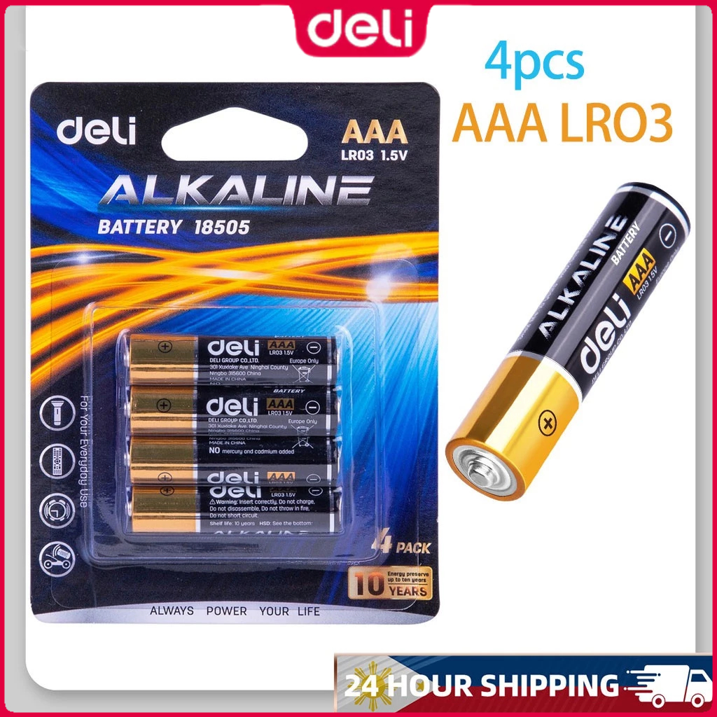 Deli Alkaline Battery AAA for Minifan/Wirelessmicrophone/Radio E18505 ...