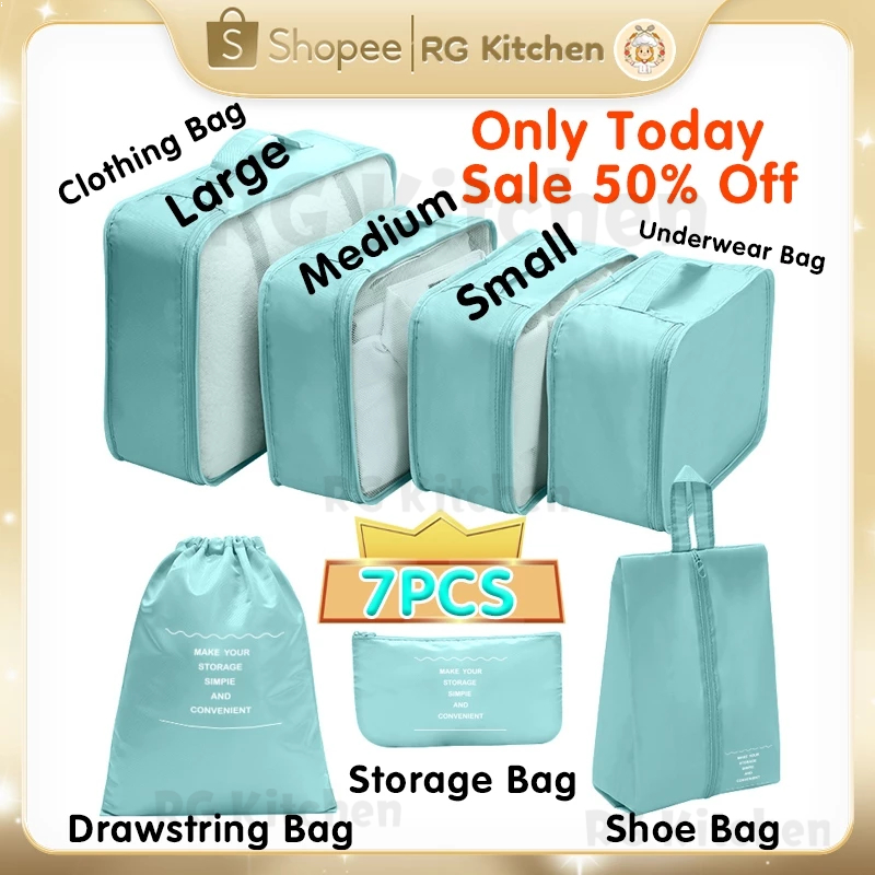 New Upgrade 7PCS Travel Organizer Luggage Suitcase Pouch Foldable ...