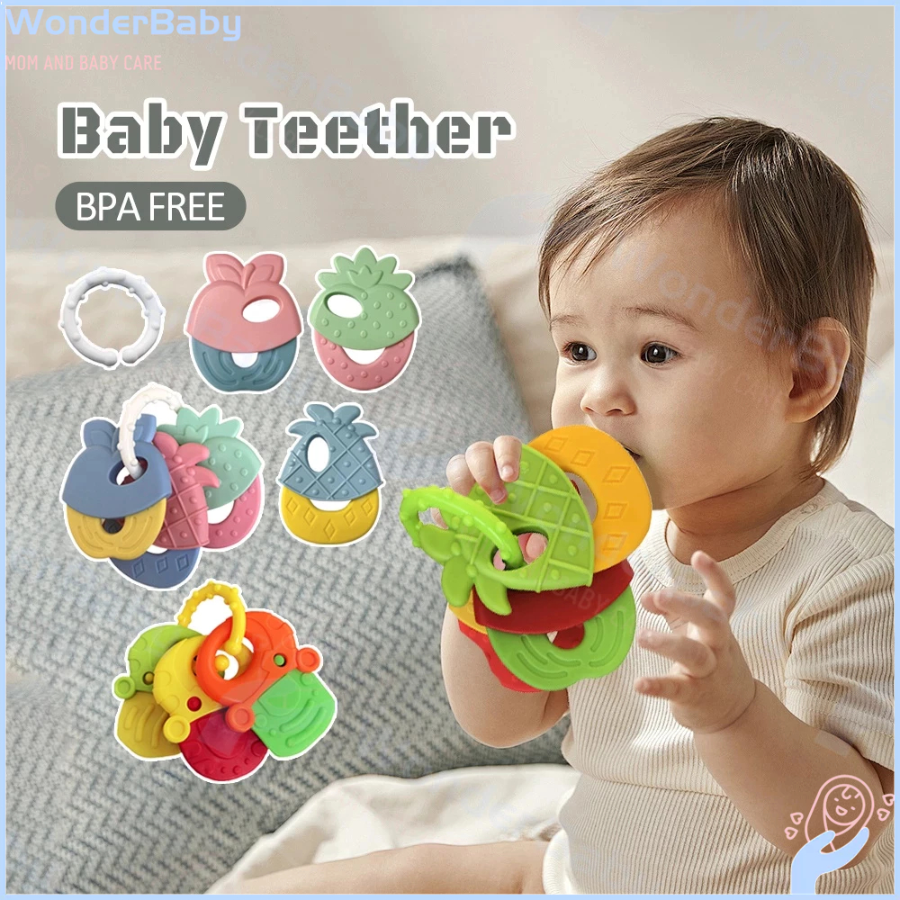 Wonderbaby Teether for Baby Silicon Fruits Vegetables Teether Rattle ...