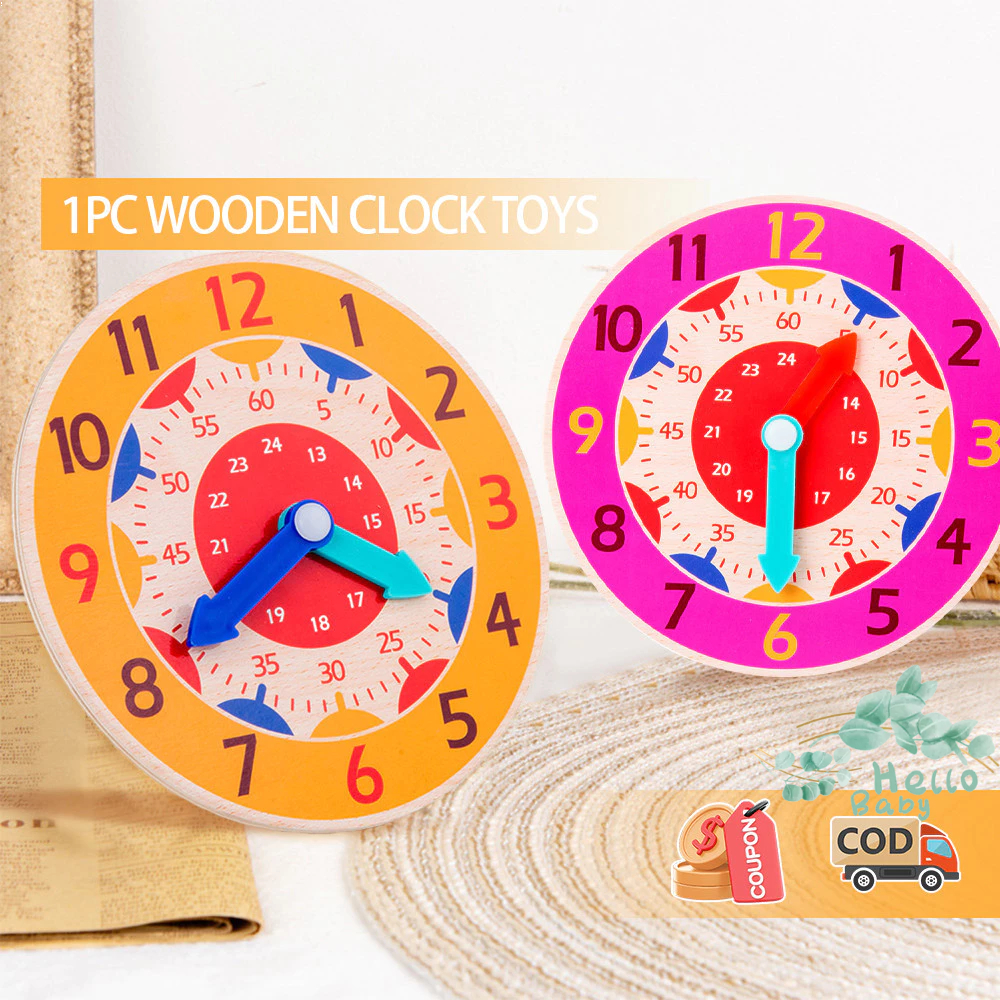 HB Wooden montessori educational learning clock educational toy for ...