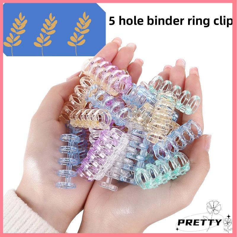 Colorful 5 Holes Loose-Leaf Plastic Binding Ring Crystal Ring DIY ...