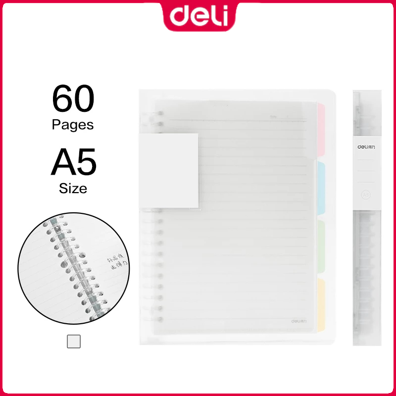 Deli A5 Binder Notebook 20Holes Loose-Leaf Notebook with Refill Inner School Supplies QHA560 ...