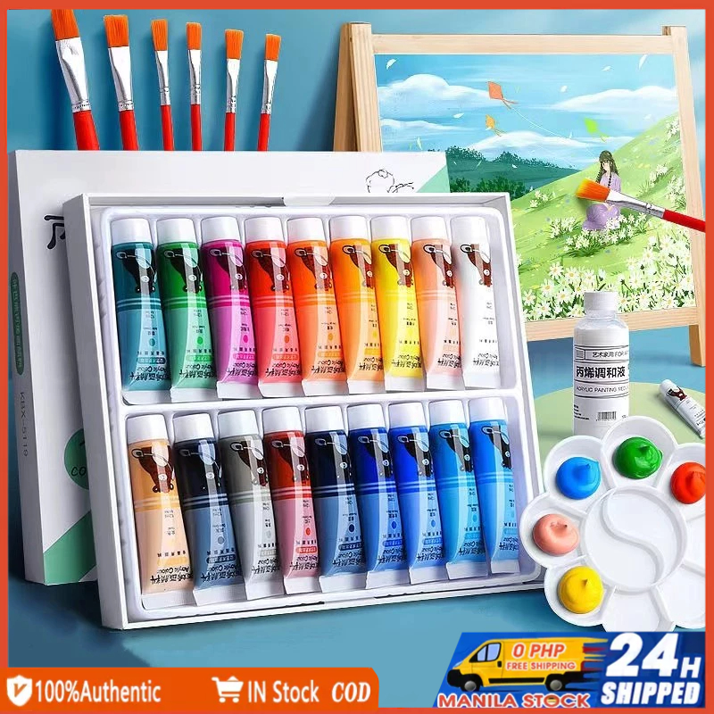 12 Colors Acrylic Painting Set Watercolor Acrylic/Water/Oil art Color ...