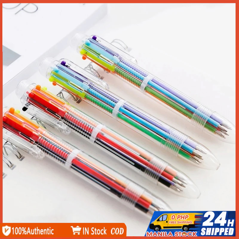 6 Colors Multicolor Ballpoint Pen 0.5mm Pens 6 In 1 Kids Party Gift ...