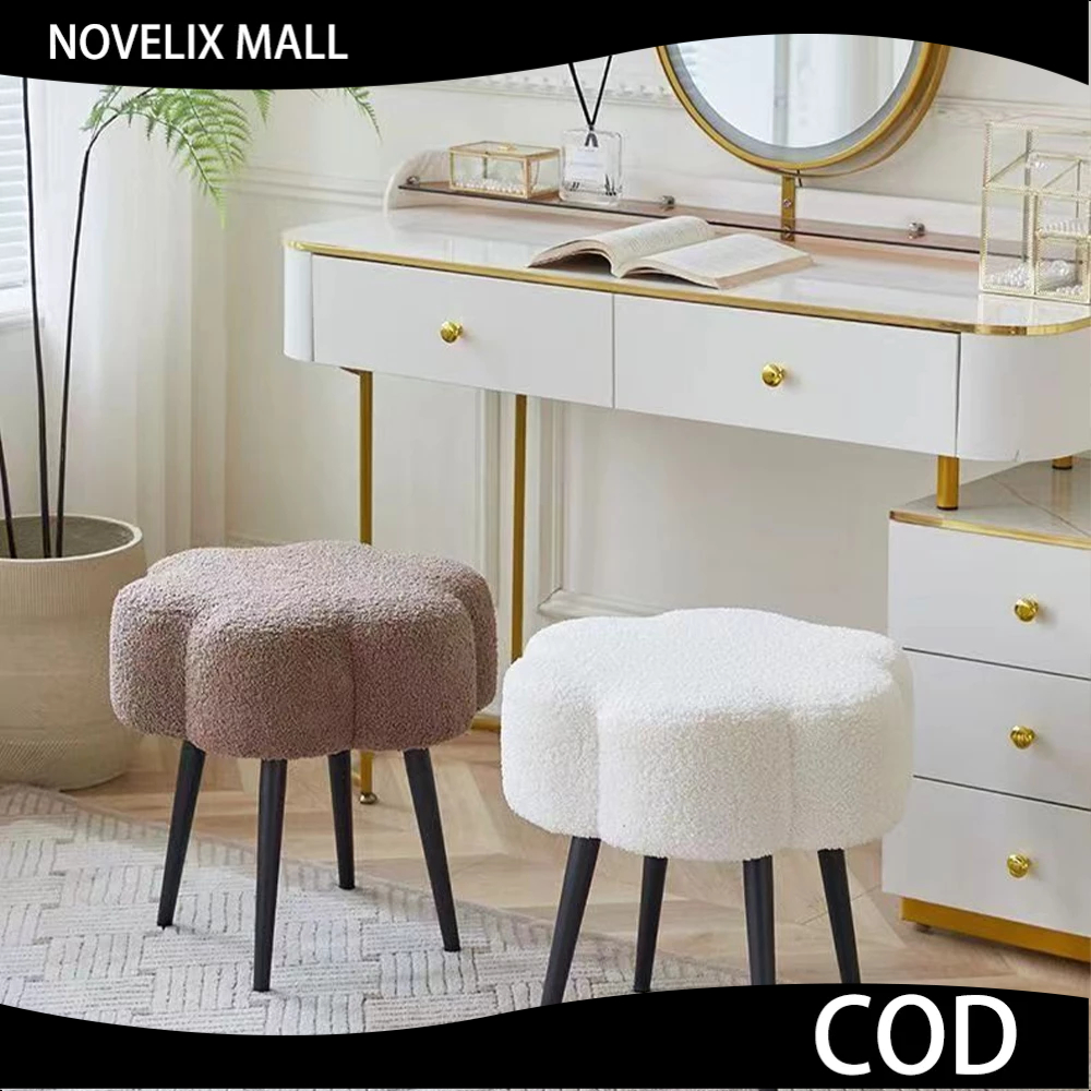 Cashmere lamb chair, cloud-shaped dressing stool for bedroom dressing ...