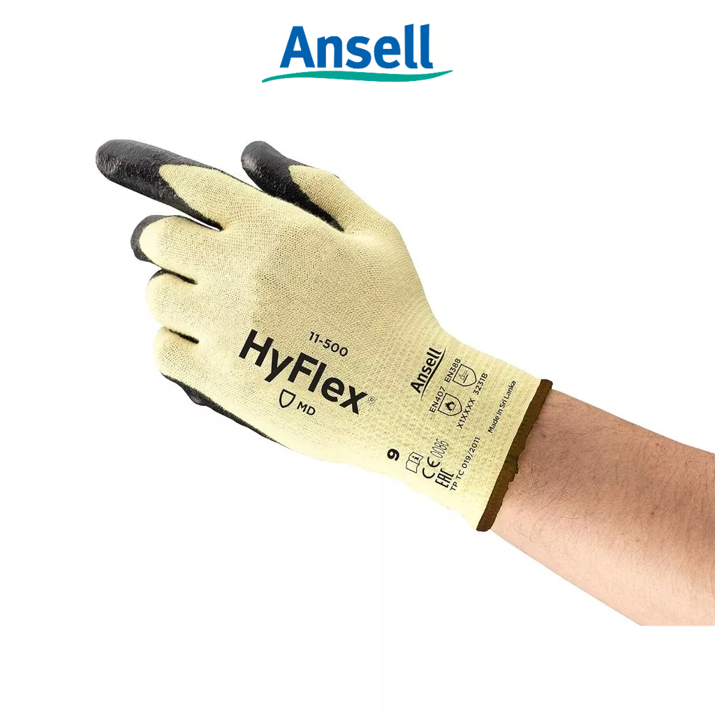 Ansell Hyflex 11500 11-500 Nitrile Foam Coated Kevlar Industrial Gloves ...